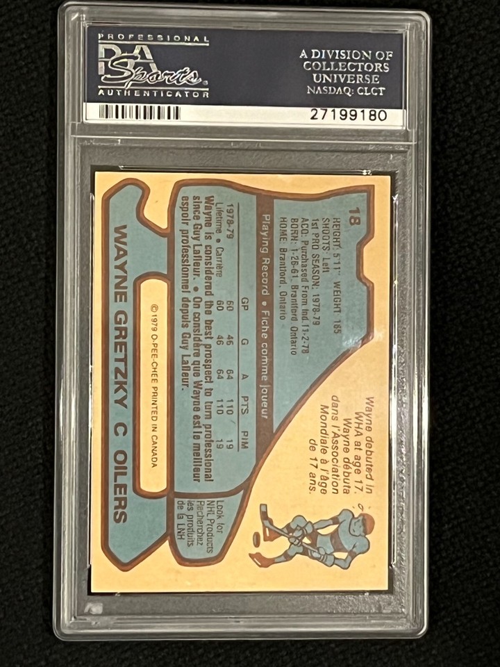 WAYNE GRETZKY SIGNED 1979 O-PEE-CHEE ROOKIE CARD #18 PSA/DNA Auto GRADE ...