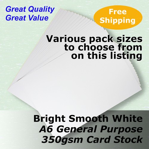 Smooth BRIGHT WHITE A6 Size 350gsm Economy Card Stock General Purpose # ...