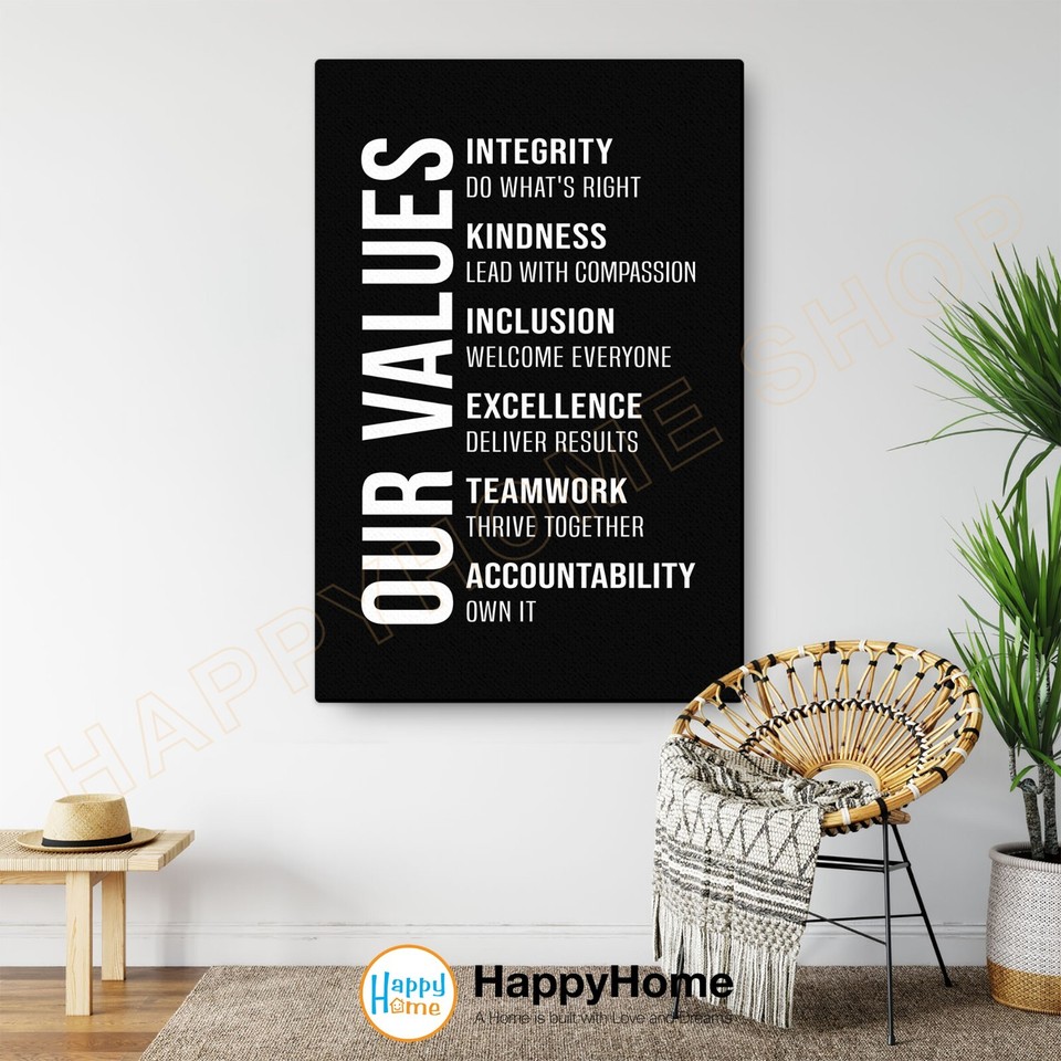 Our Values Wall Art Bussiness Core Values Office Decor Entrepreneur ...