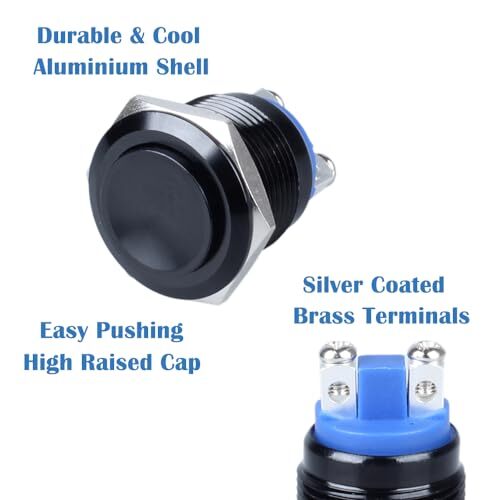 2-Pack 19mm Metal Momentary Push Button Switch Screw Terminals 12V 24V ...