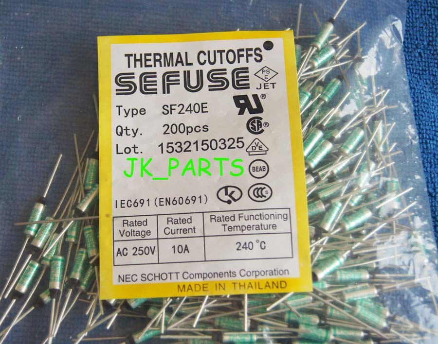 200pcs SF240E SEFUSE Cutoffs NEC Thermal Fuse 240°C Celsius Degree 10A ...