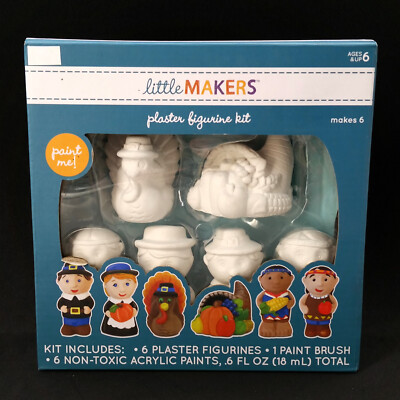 Little Makers Autumn Plaster Figurine Paint Kit Thanksgiving Pilgrims ...