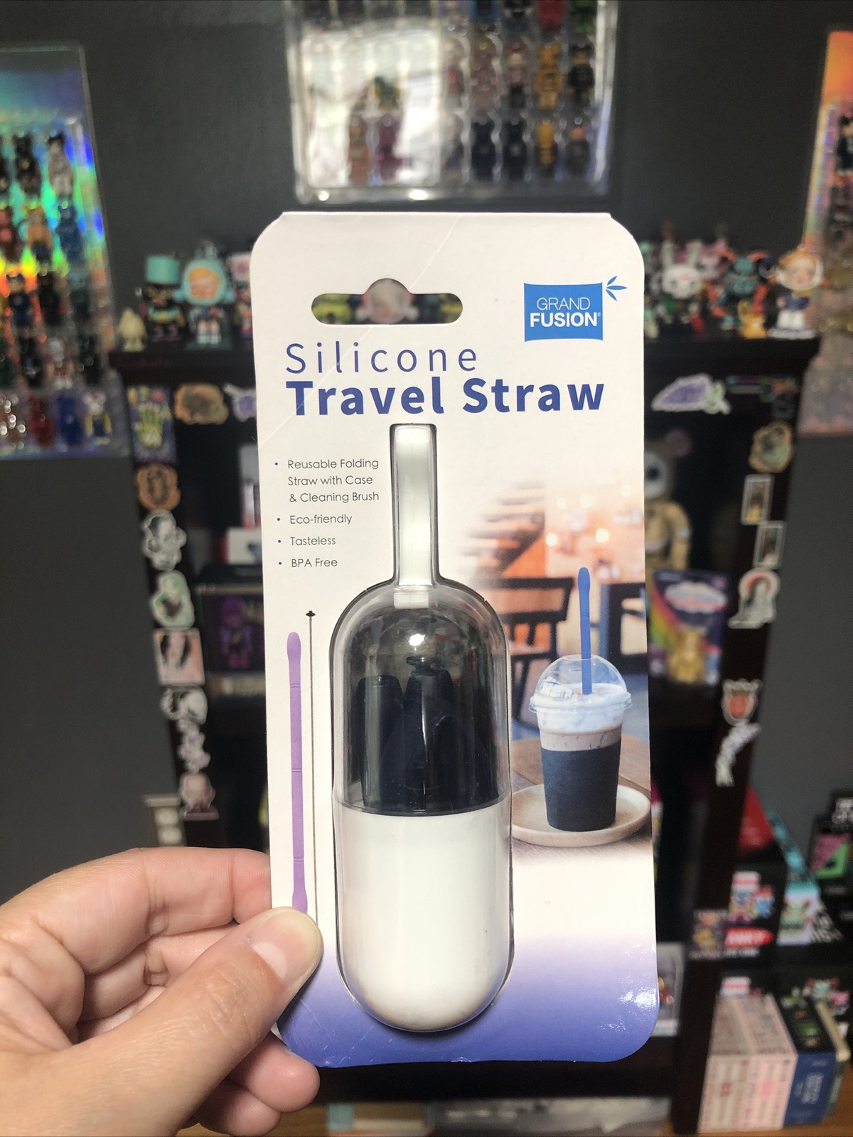 Grand Fusion Foldable Silicone Travel Straw with Case & Cleaner New In ...