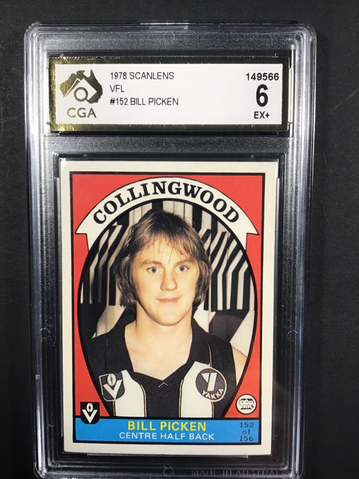 1978 SCANLENS BILL PICKEN COLLINGWOOD MAGPIES #152 ROOKIE CARD CGA ...
