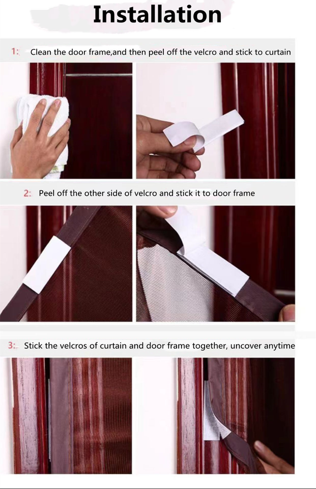 Magnetic Mesh Door Magic Protection Curtain Snap Fly Bug Insect ...