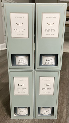 * 4 NIB Huntington Home No 7 White Sage & Sea Salt 3.4 Oz Large Reed ...
