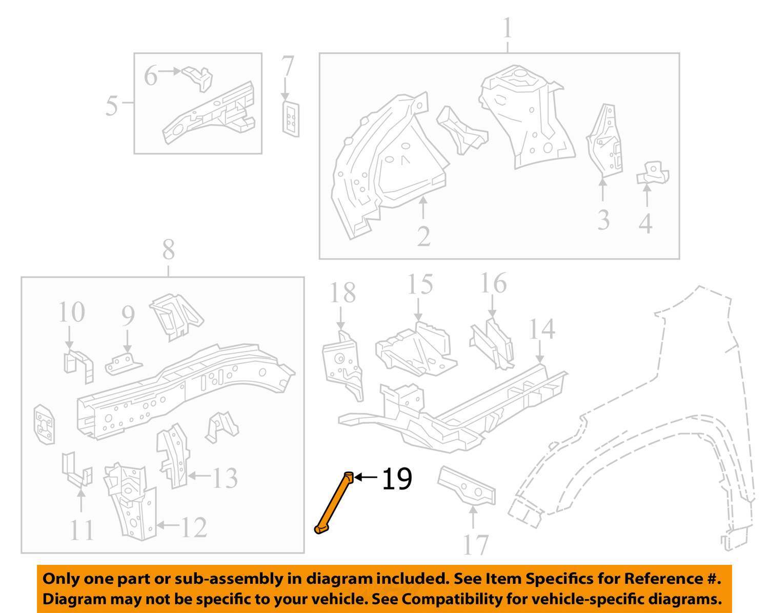 GM OEM 19-24 Blazer Fender Structural Components Rails-Diagonal Brace ...