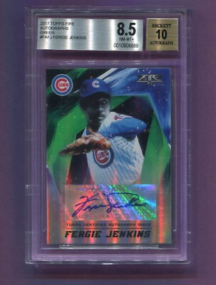 FERGIE JENKINS CHICAGO CUBS 2017 TOPPS FIRE GREEN BECKETT 10 AUTOGRAPH ...