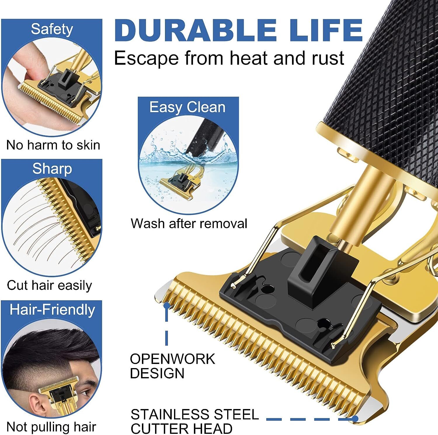 Hair Cutting Kit Hair Pro Clippers for Men Barber Clipper Cordless ...