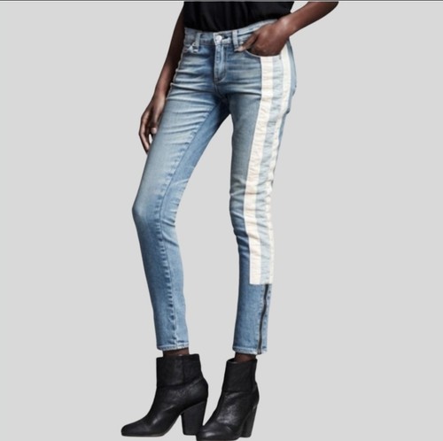 Rag & Bone Relay Skinny Jeans Women's Size 25 Blue Stripe Zip Ankle ...