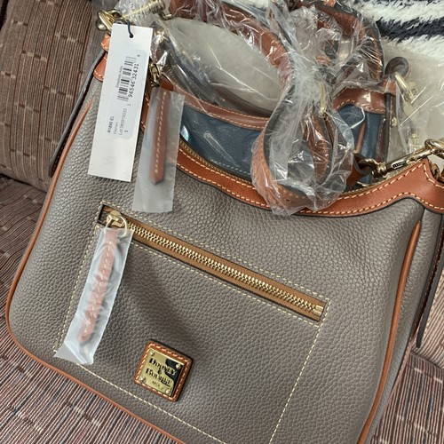 New Dooney & Bourke Pebble Grain Leather Crossbody/Hobo- Elephant | eBay