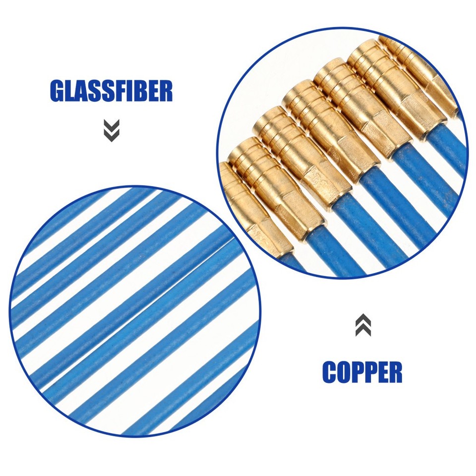 Fiberglass Fish Rod Tape Wall Cable Set Fishing Tools Kit Wire Fisher ...