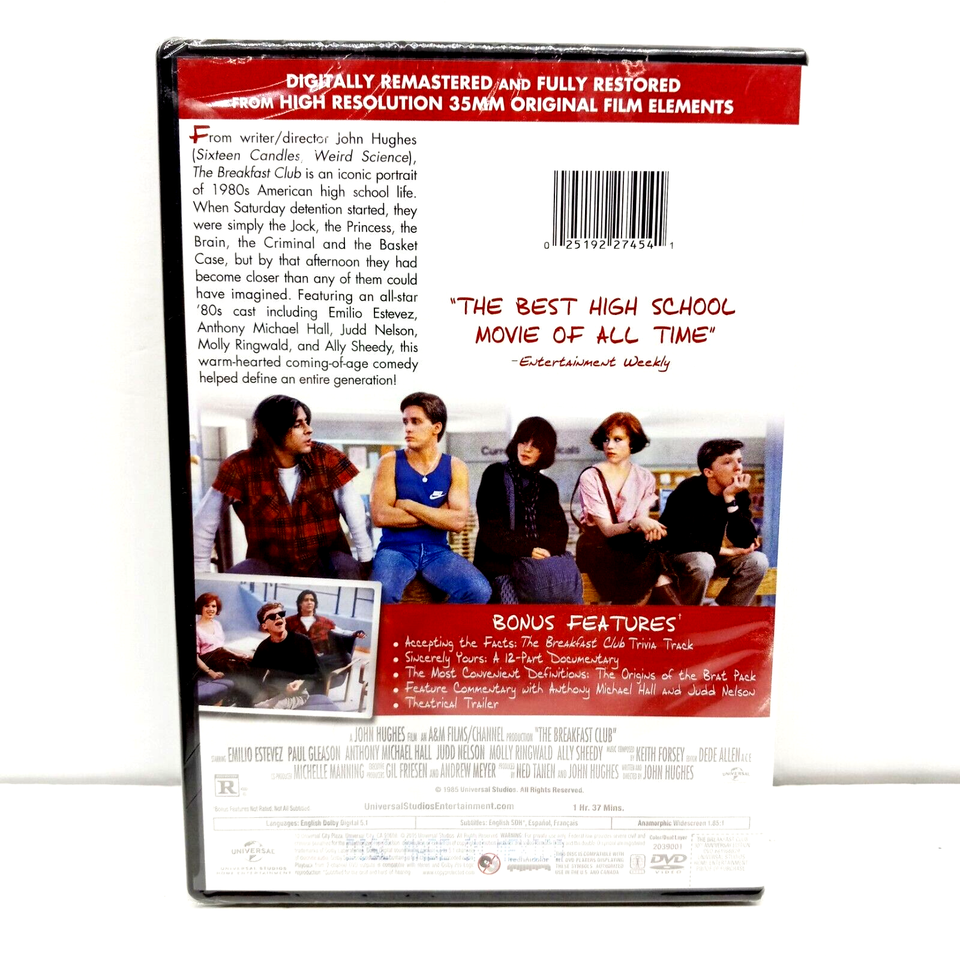 The Breakfast Club (DVD) 30th Anniversary Edition Universal 1985 (New ...