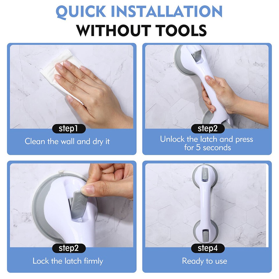 Bath Safety Suction Grip Handle Bathroom Tub Shower Toilet Hand Rail ...