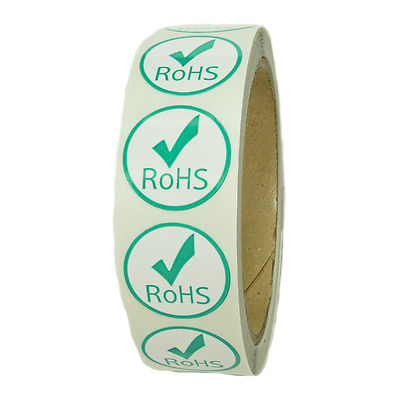 Green and White "RoHS" Label with Check Mark - 1" diameter - 500 ct ...