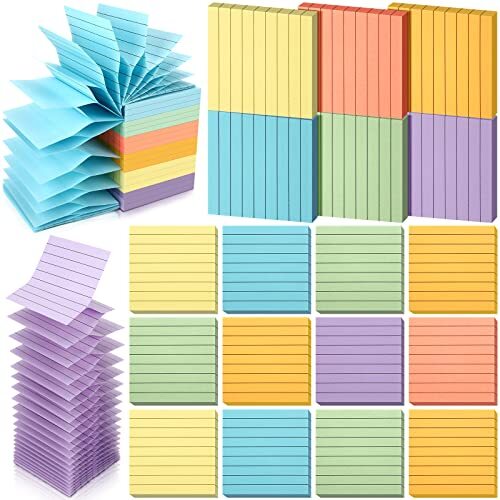24 Pack Pop Up Sticky Notes 3 x 3 Refills 1200 Sheets Light Color Line ...