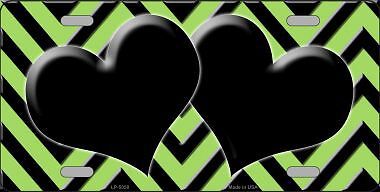 Lime Green Black Chevron With Hearts Metal Novelty License Plate Tag ...