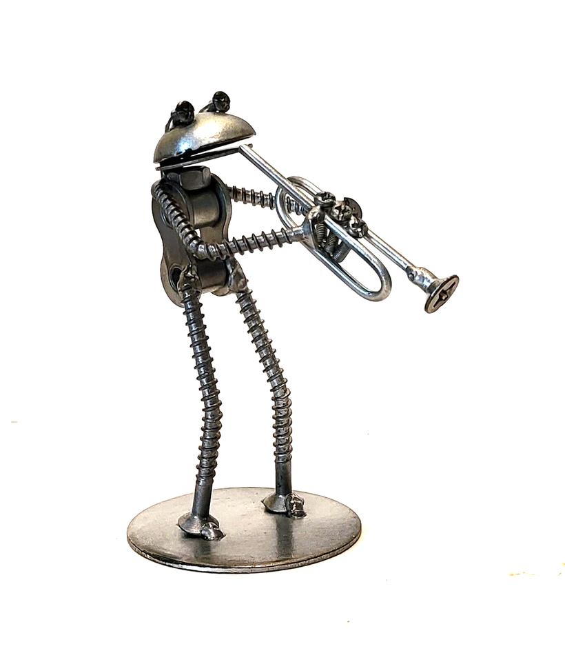 Frog Trumpet Hand Crafted Recycled Metal Rock Band Art Sculpture ...