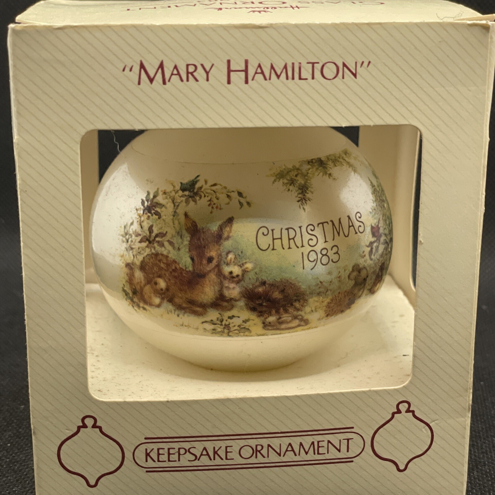 VINTAGE HALLMARK CLASSIC BALL GLASS ORNAMENT 1983~MARY HAMILTON~ NIB ...