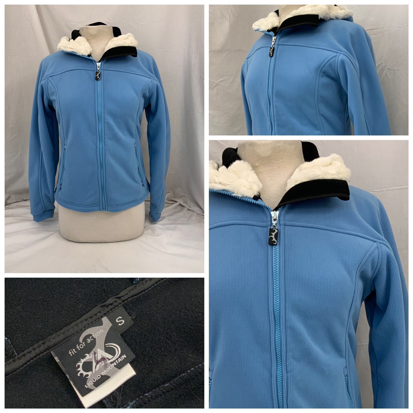 Liquid Mountain Hoodie Jacket S Women Blue Poly Polyurethane Zip USA ...
