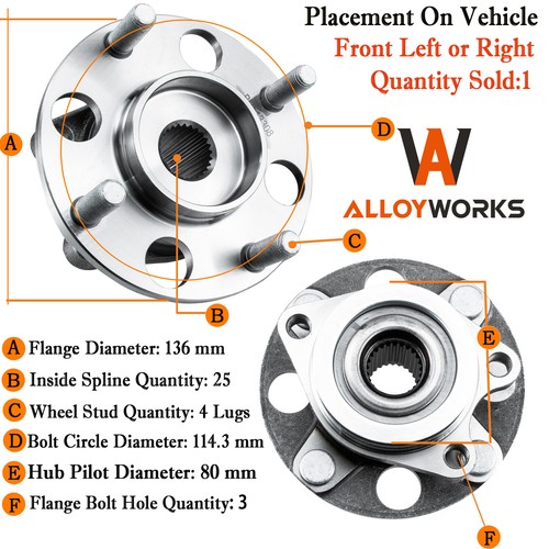 513308 Front Wheel Hub Bearing for 2007-2011 Nissan Versa 1.6L 1.8L L4 ...