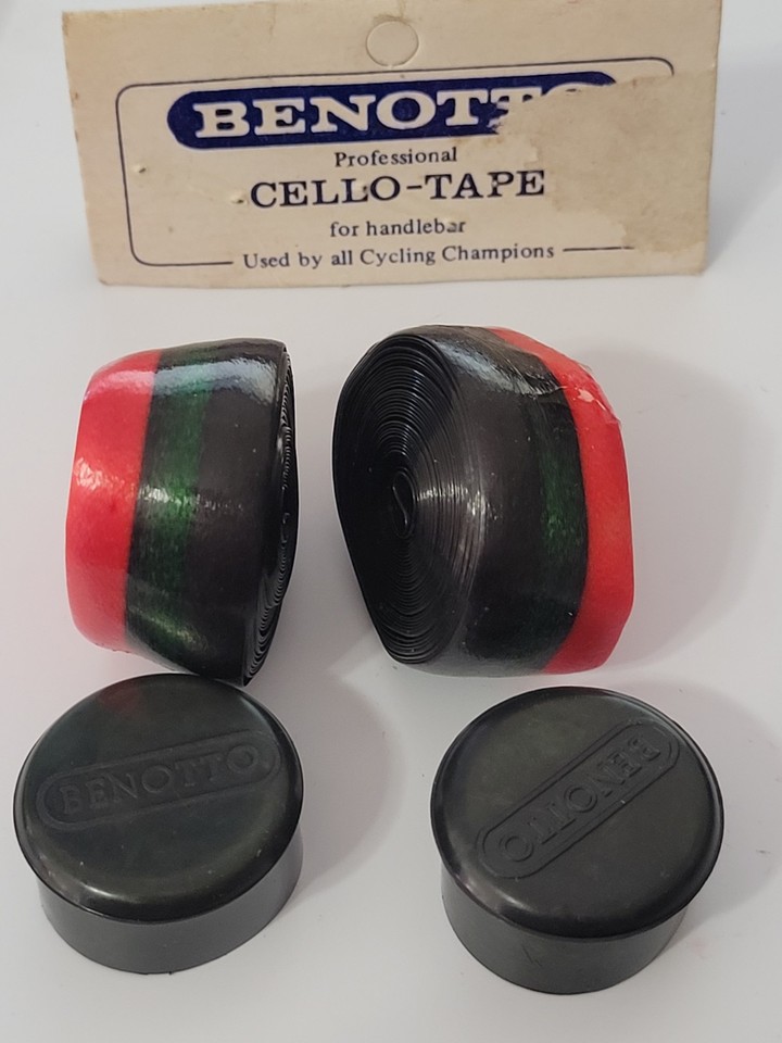 Vintage BENOTTO NOS Handlebar Tape Cello Bar road bike tri color black ...