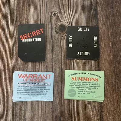 1987 Lie Detector Game Replacement Cards: Guilty, Summons, Warrant ...