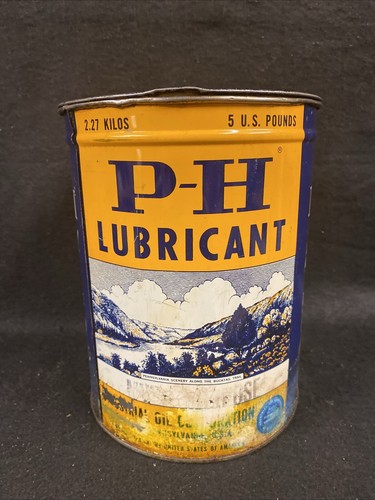 Penn Hills 5 Lb Grease Can P-H Lubricant Warren PA Oil Graphic Gas ...