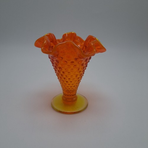 Fenton Orange Hobnail Glass Vase With Ruffled Rim | eBay