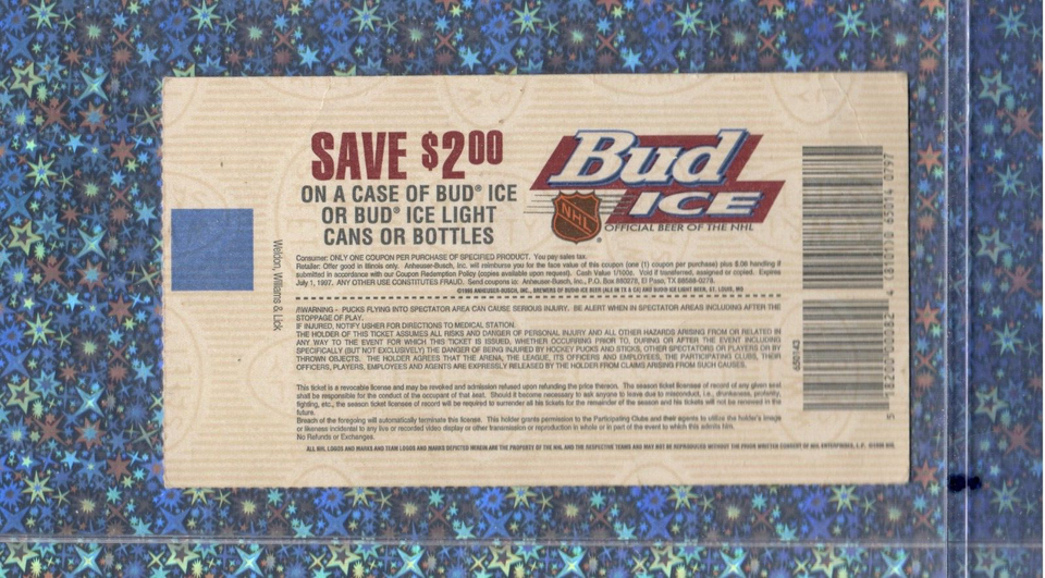 Brett Hull G#488 Ticket 10-24-1996 Hawks Blues Bob Probert fights Tony ...