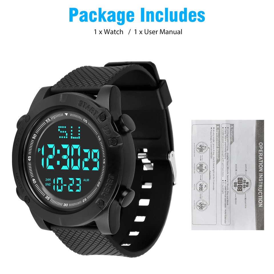 Waterproof Digital Sports Watch Military Tactical LED Backlight ...