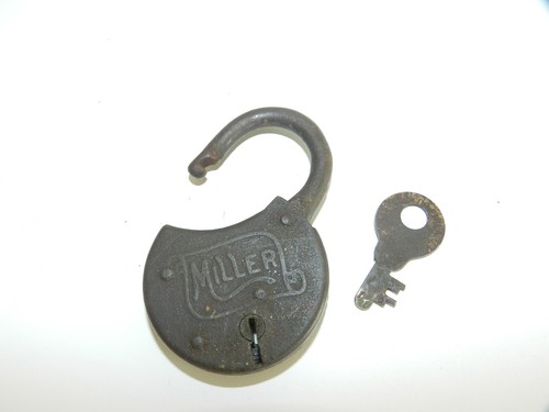 VINTAGE OLD MILLER LOCK & KEY PADLOCK | eBay