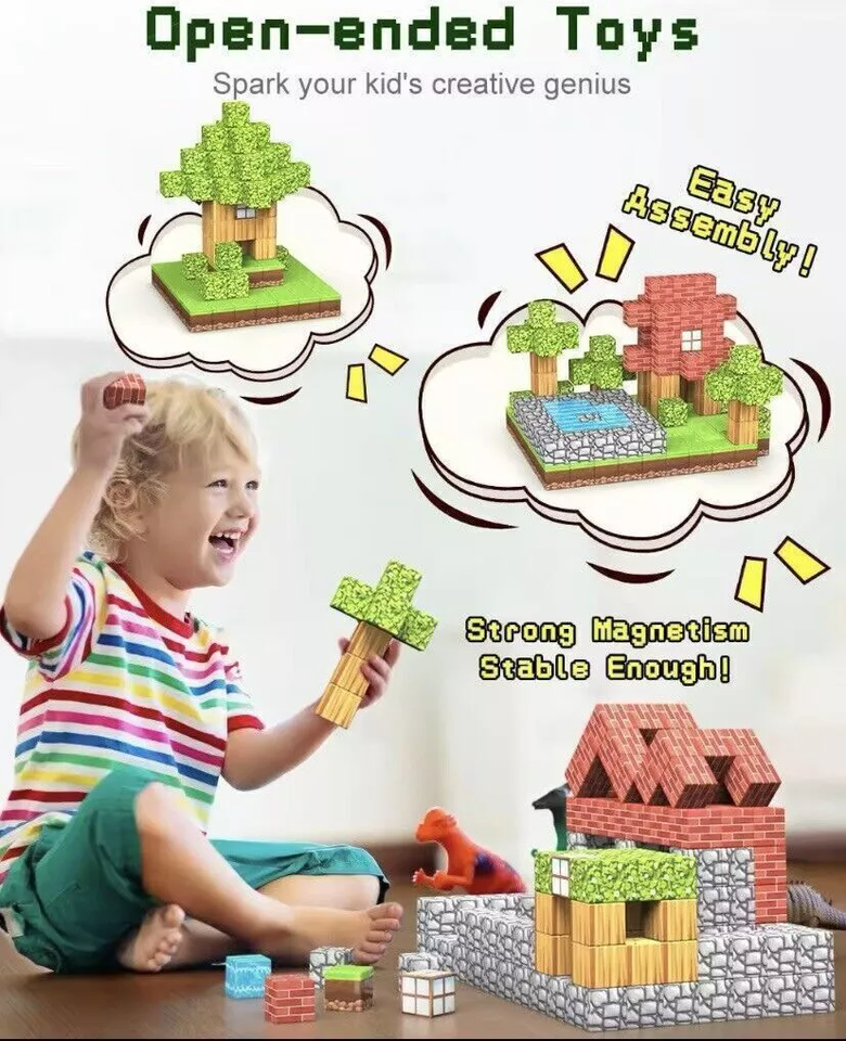 48-150PCS Minecraft Magnetic Building Blocks Children Kids Educational ...