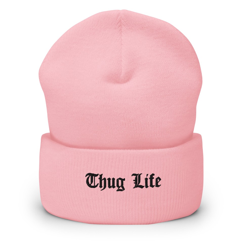 THUG LIFE EMBROIDERED SCRIPT CUFFED BEANIE WINTER HAT RARE HIP HOP RAP ...