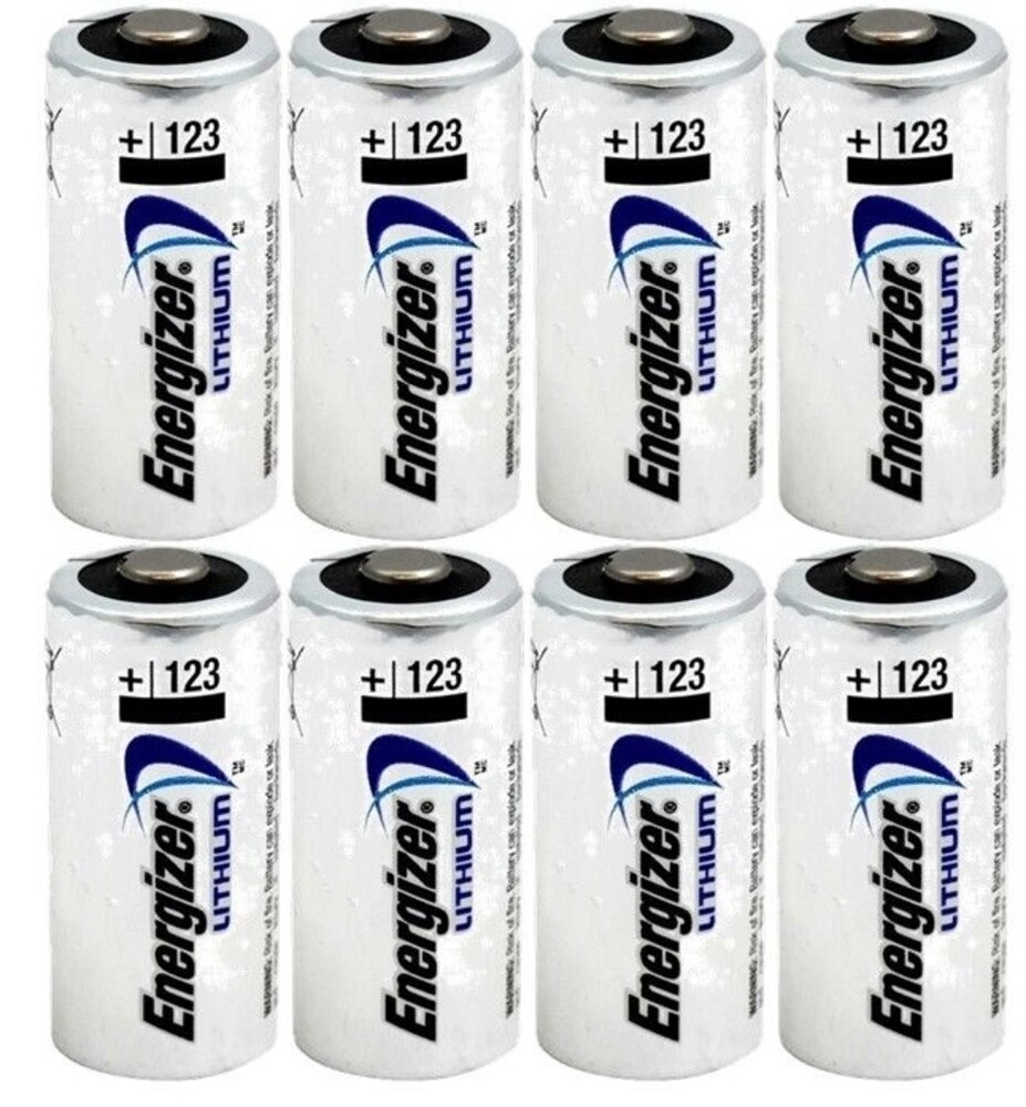 8 x CR123 Energizer 3V Lithium Batteries (CR123A, DL123,EL123, CR17345 ...