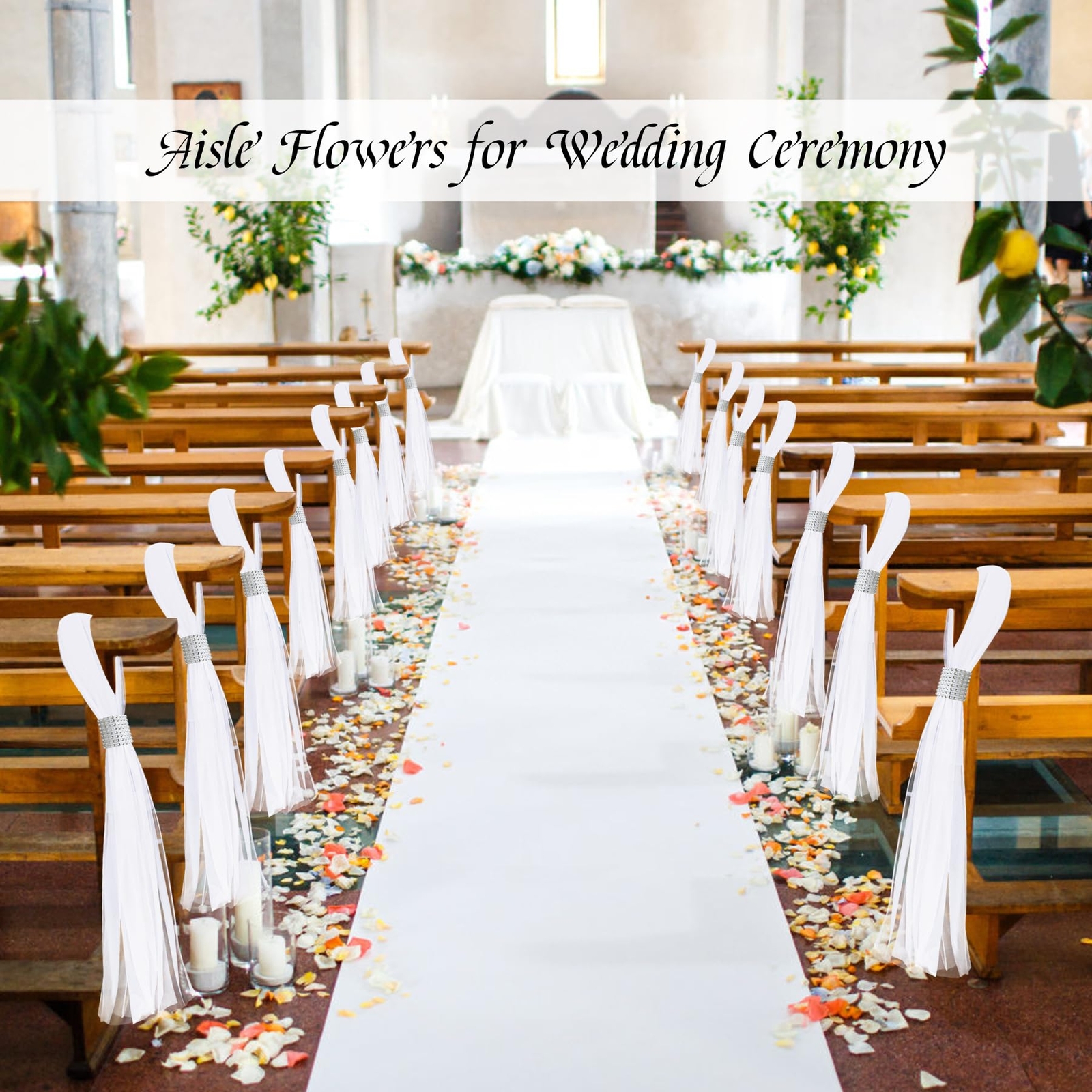 26 Sets Large Extended Wedding White Pew Bows Tulle Wedding Aisle ...