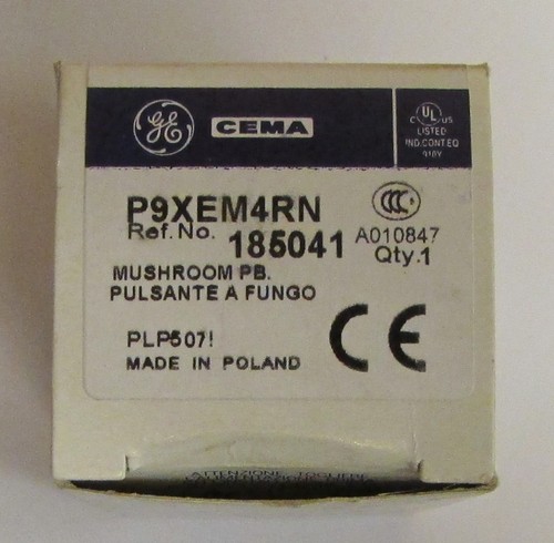 GENERAL ELECTRIC GE P9XEM4RN RED Mushroom Push Button CEMA Momentary ...