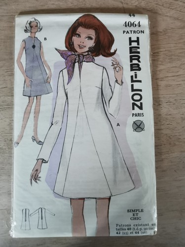 4064 PATRON HERBILLON VINTAGE FRENCH PATTERN 1960/70 ROBE SIMPLE ET ...