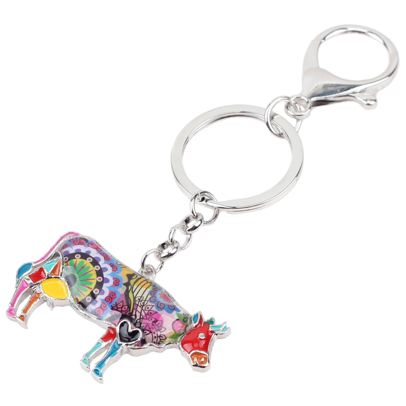 Enamel Alloy Cattle Keychains Bull Car Key Ring Charms Farm Animals ...