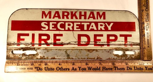 Vintage 1960's 70's Markham Illinois Fire Department License Plate ...