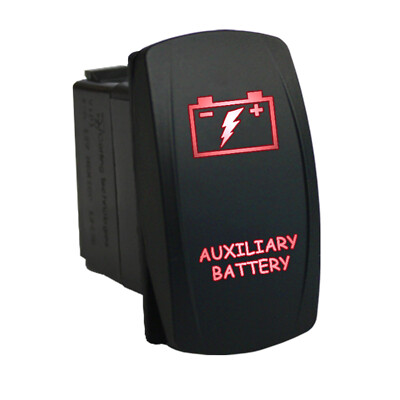 AUX BATTERY 660R Rocker Switch 12V Laser LED red on off | eBay