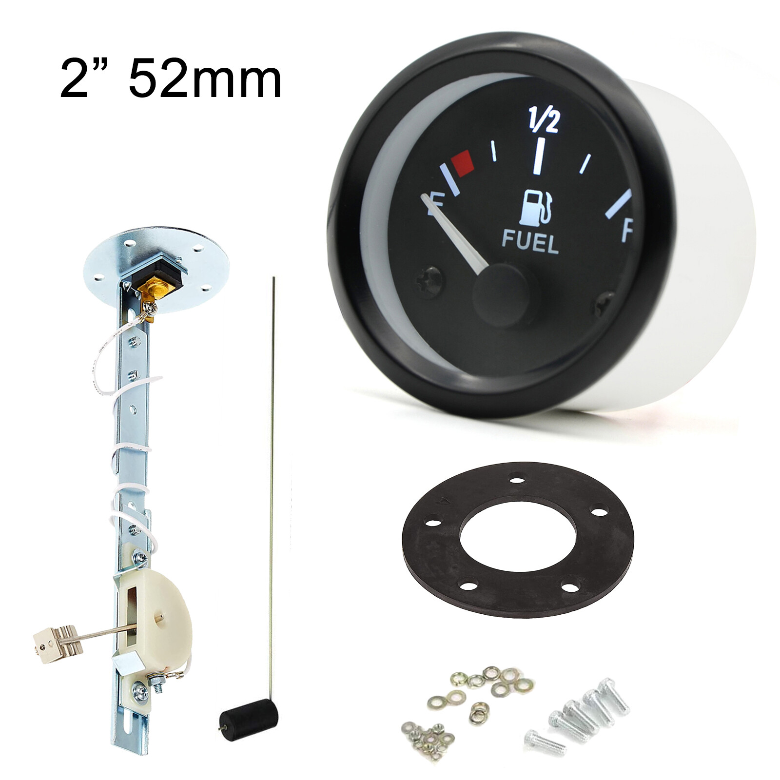 2"52mm E-1/2-F Pointer Universal Fuel Tank Meter with Fuel Level Sender ...