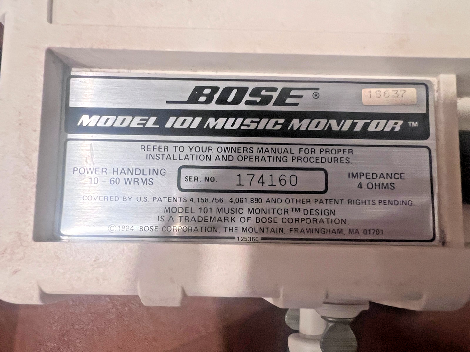 BOSE Model 101 Music Monitor Pair Speakers Pair Indoor/Outdoor White ...