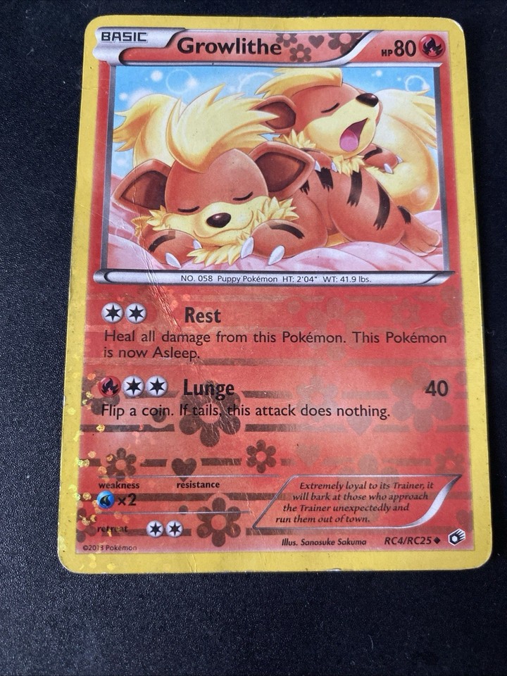 Growlithe RC4/RC25 LP Radiant Collection Legendary Treasures Pokemon ...