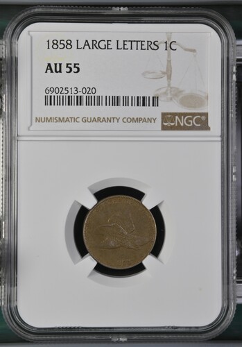 1858 LARGE LETTERS Flying Eagle Cent 1C NGC AU55 | eBay