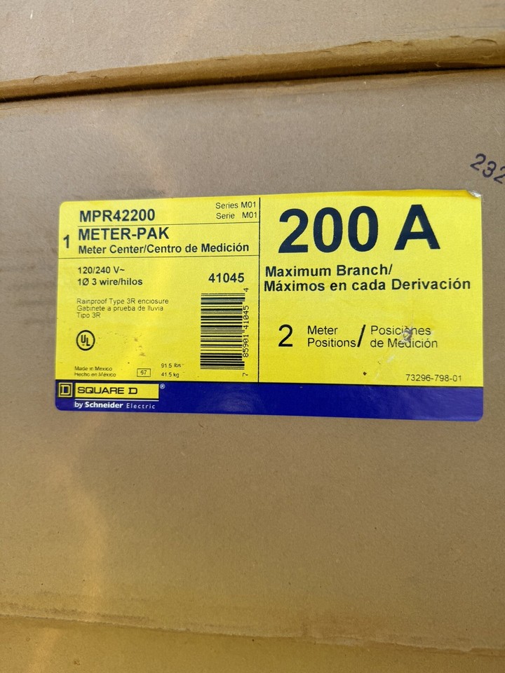 SQUARE D 2 GANG RINGLESS METER PAK MPR42200 | eBay