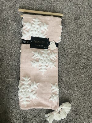 NWT Light Pink Snowflake DECORATIVE THROW Winter RACHEL ZOE Holiday ...