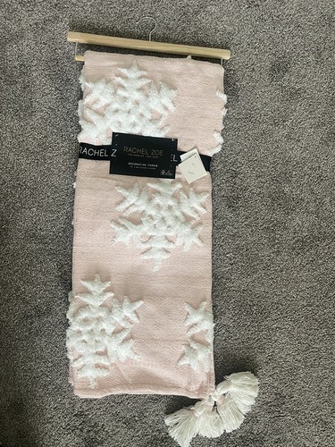 NWT Light Pink Snowflake DECORATIVE THROW Winter RACHEL ZOE Holiday ...