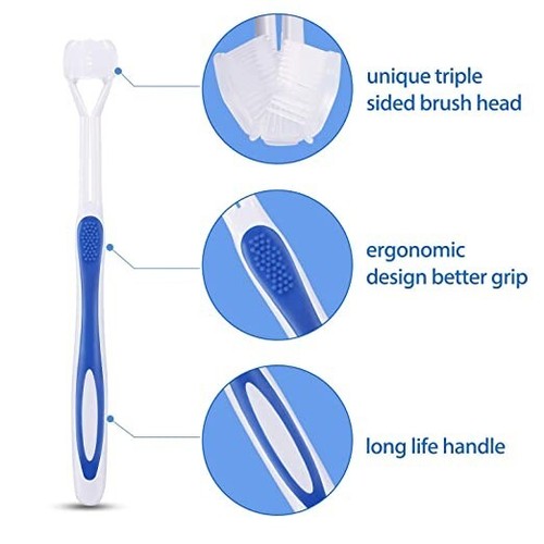 4 Pieces 3 Sided Autism Sensory Toothbrush Three Bristle Travel ...
