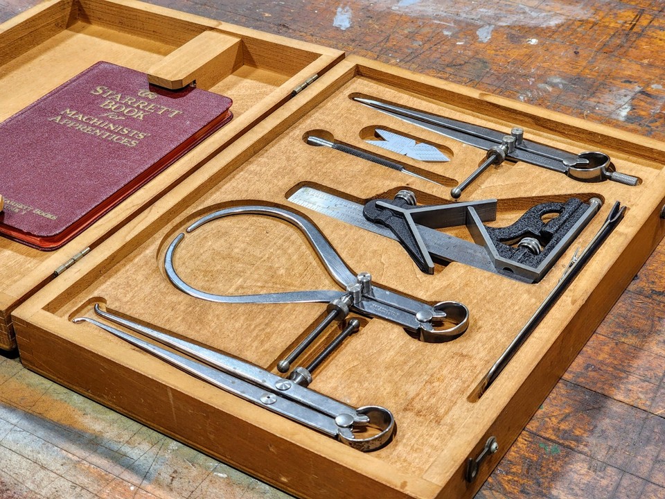 Starrett No. 901 Apprentice's Tool Set, Vintage wood box with ...